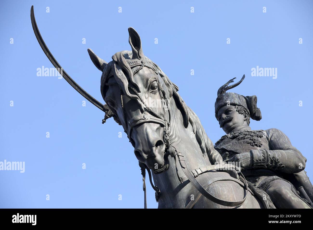 Ban Jelacic Monument auf dem zentralen Stadtplatz von Zagreb, in Zagreb ...