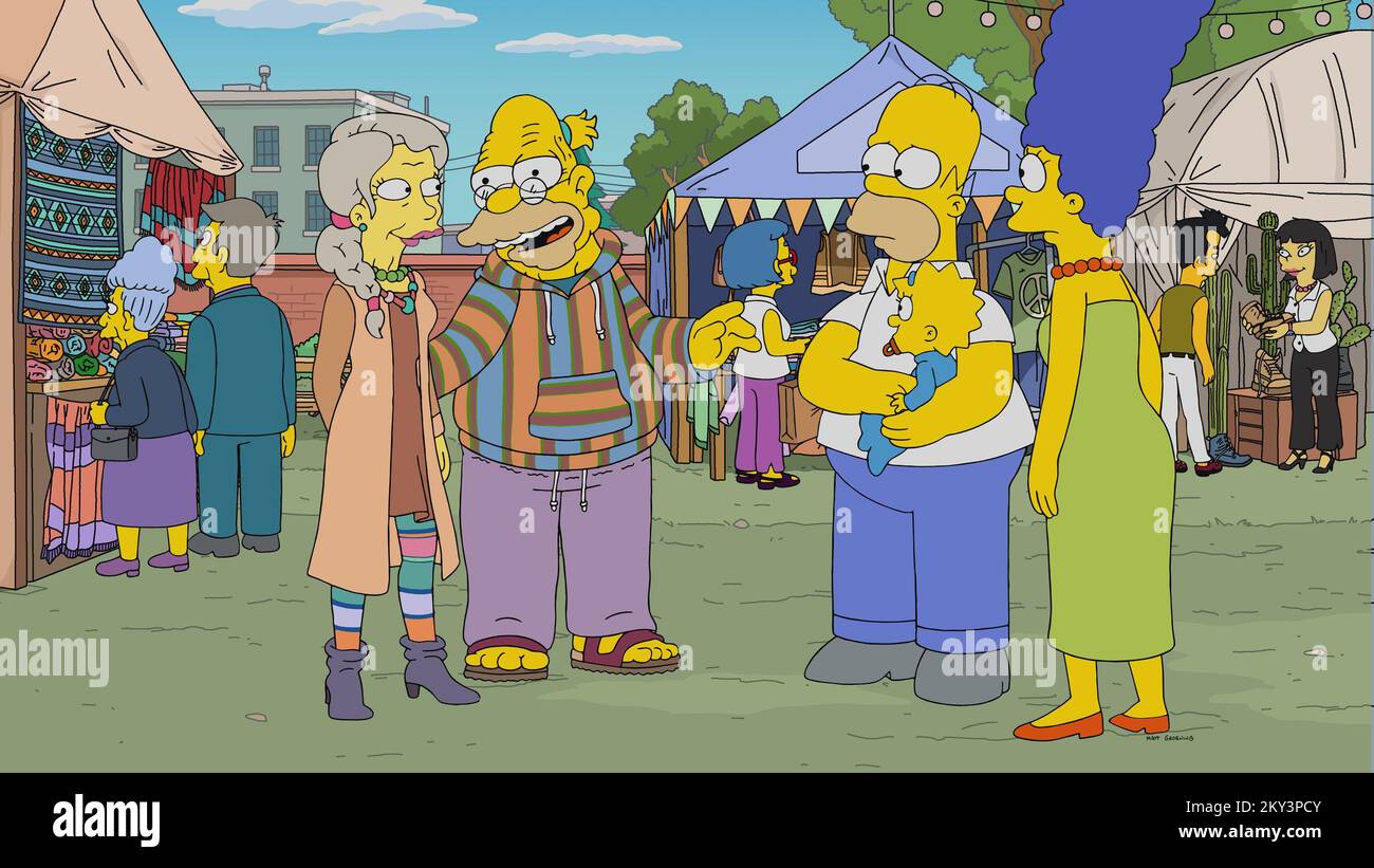 THE SIMPSONS, von links: Blythe (Stimme: Carol Kane), Abe Simpson ...