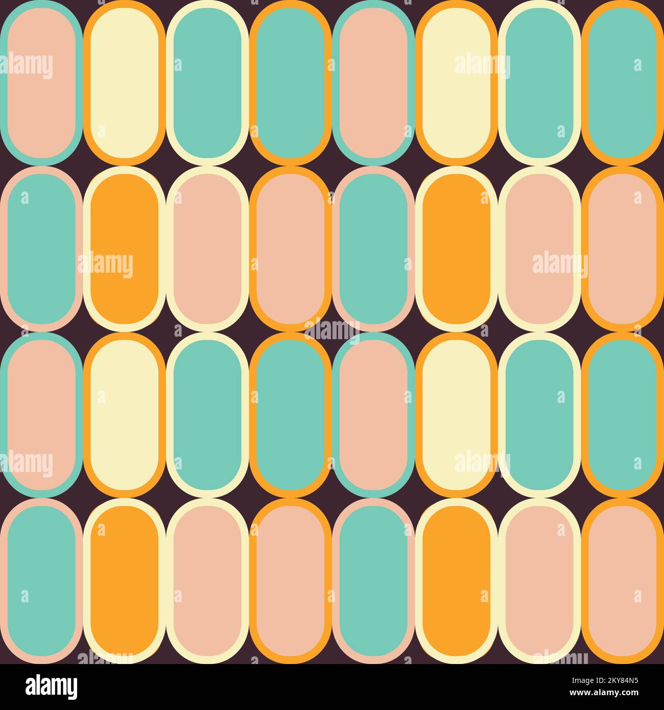 Retro-Muster aus der Mitte des Jahrhunderts im Stil der 70s Jahre ...