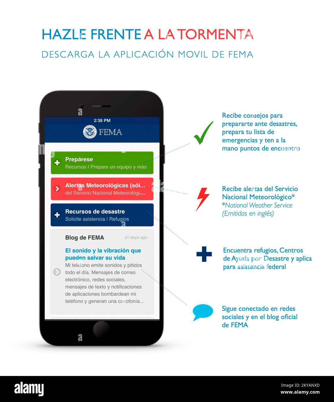 "Infografa que beschreibt las utilidades de la alicacion para disositivos moviles de FEMA. MOS ...