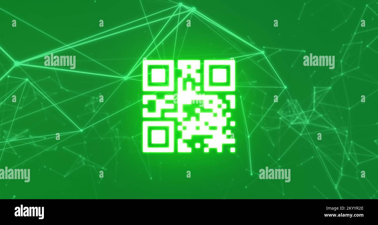 Bild des qr-Codes mit weißem Netz von Verbindungen auf grünem ...