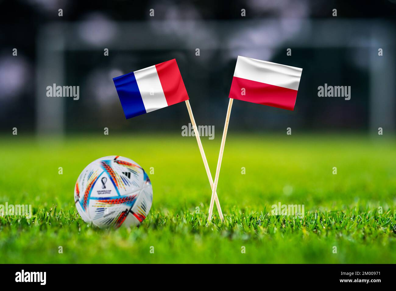 KATAR, DOHA, NOVEMBER 29. 2022: Frankreich – Polen. Runde mit 16 ...