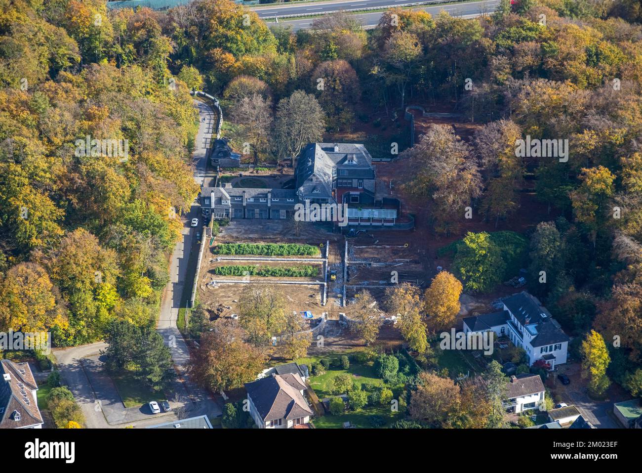 Luftbild, Hohenhof - Jugendstil-Villa des Osthaus-Museen, Herbstwald ...