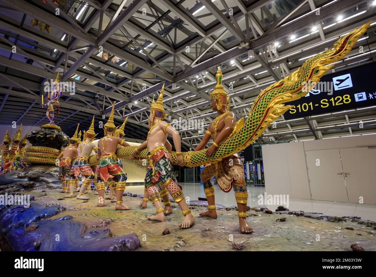 Bangkok, Thailand - 27. November 2022: Churning of the Ocean of Milk ...