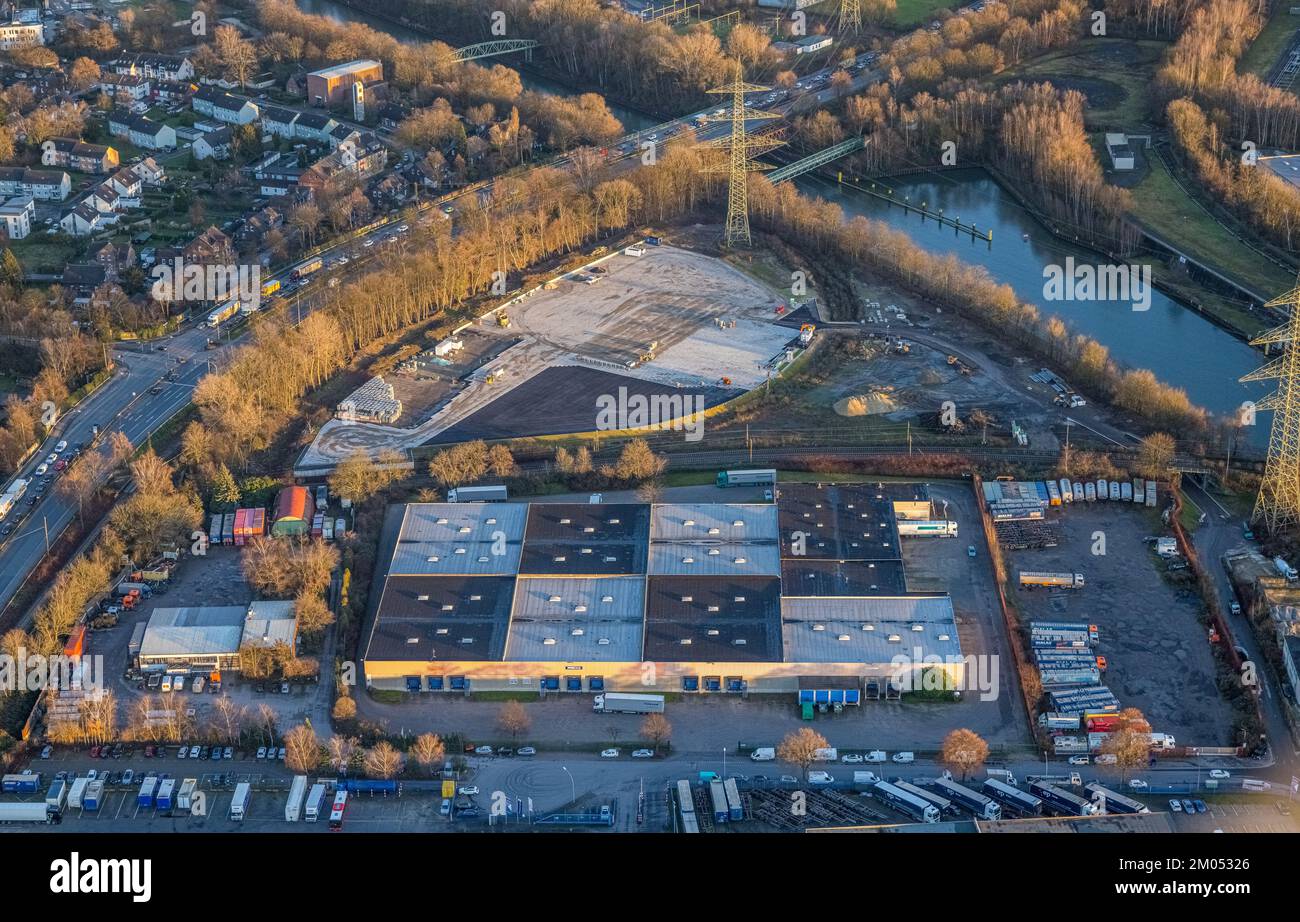 Luftaufnahme, Baustelle zwischen am Rhein-Herne-Kanal und Borbecker ...