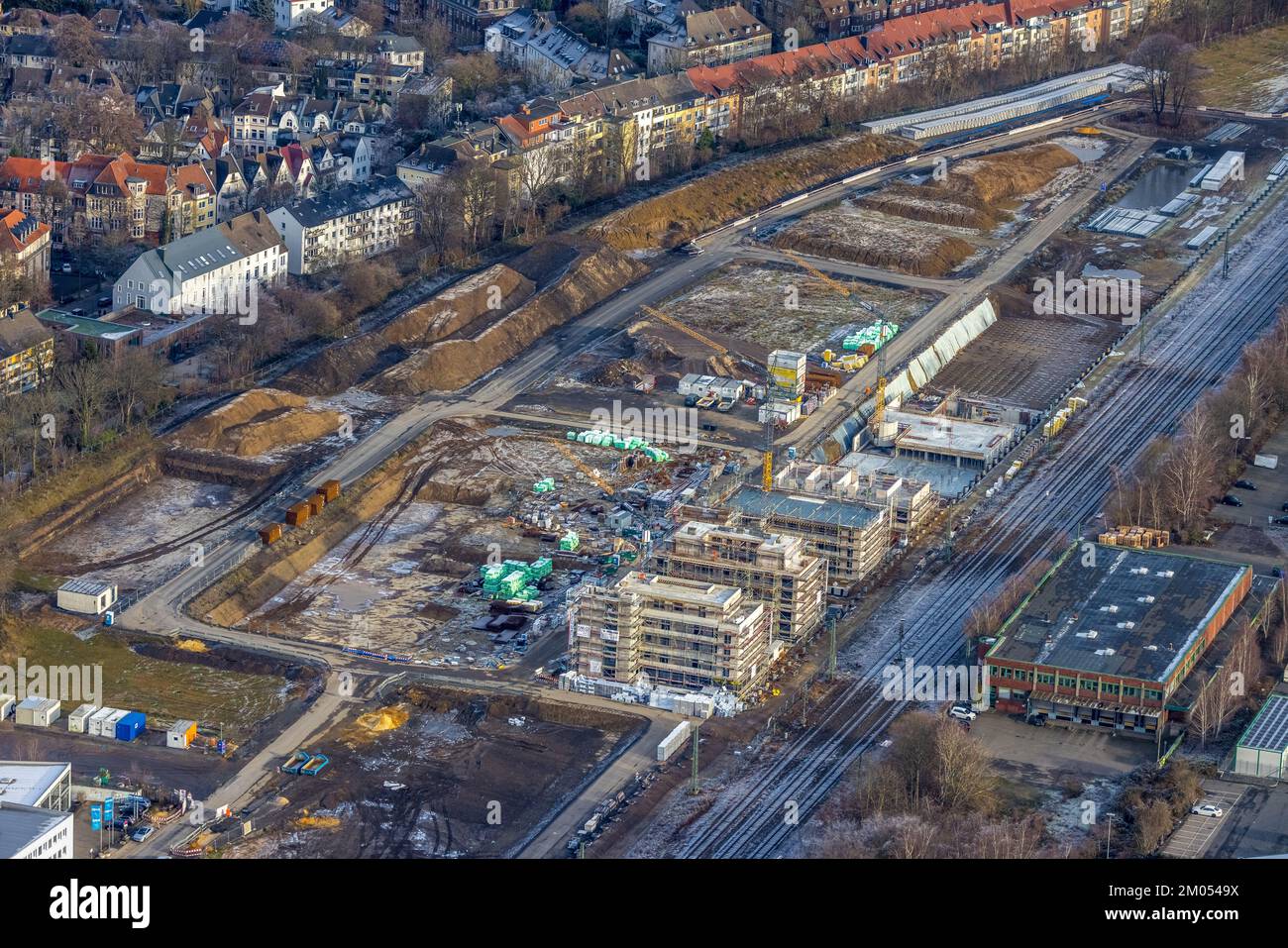 Luftaufnahme, Baustelle Kronprinzenviertel für Neubau von Wohnungen am ... Luftaufnahme, Baustelle Kronprinzenviertel für Neubau von Wohnungen am ...