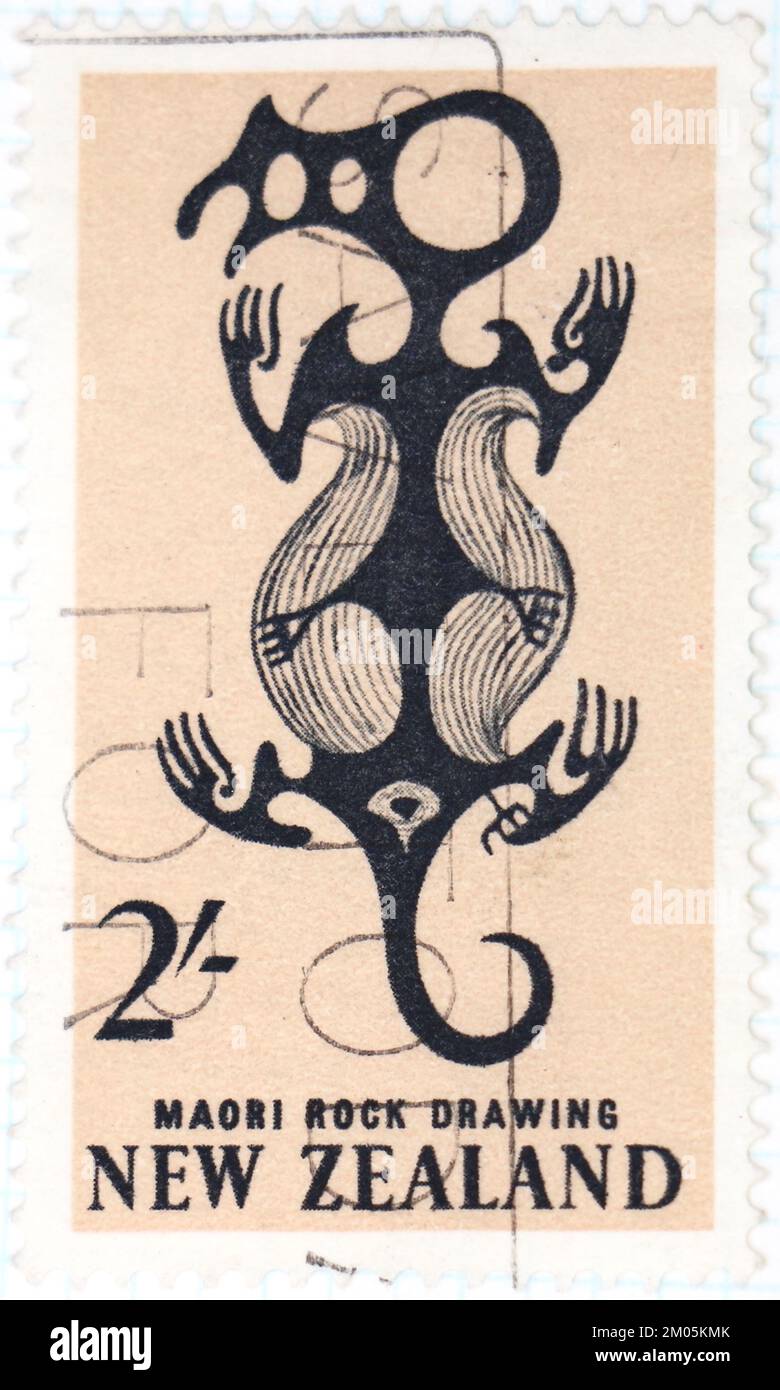 Maori Art: Rock Drawing in Taniwha Pictorial Definitives, Serie 1967 ...