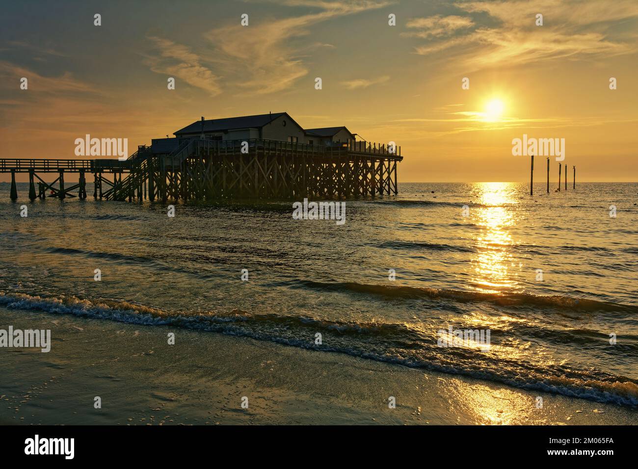 Abend am Strand von Sankt Peter-Ording, Nordsee, Nordfriesland ...