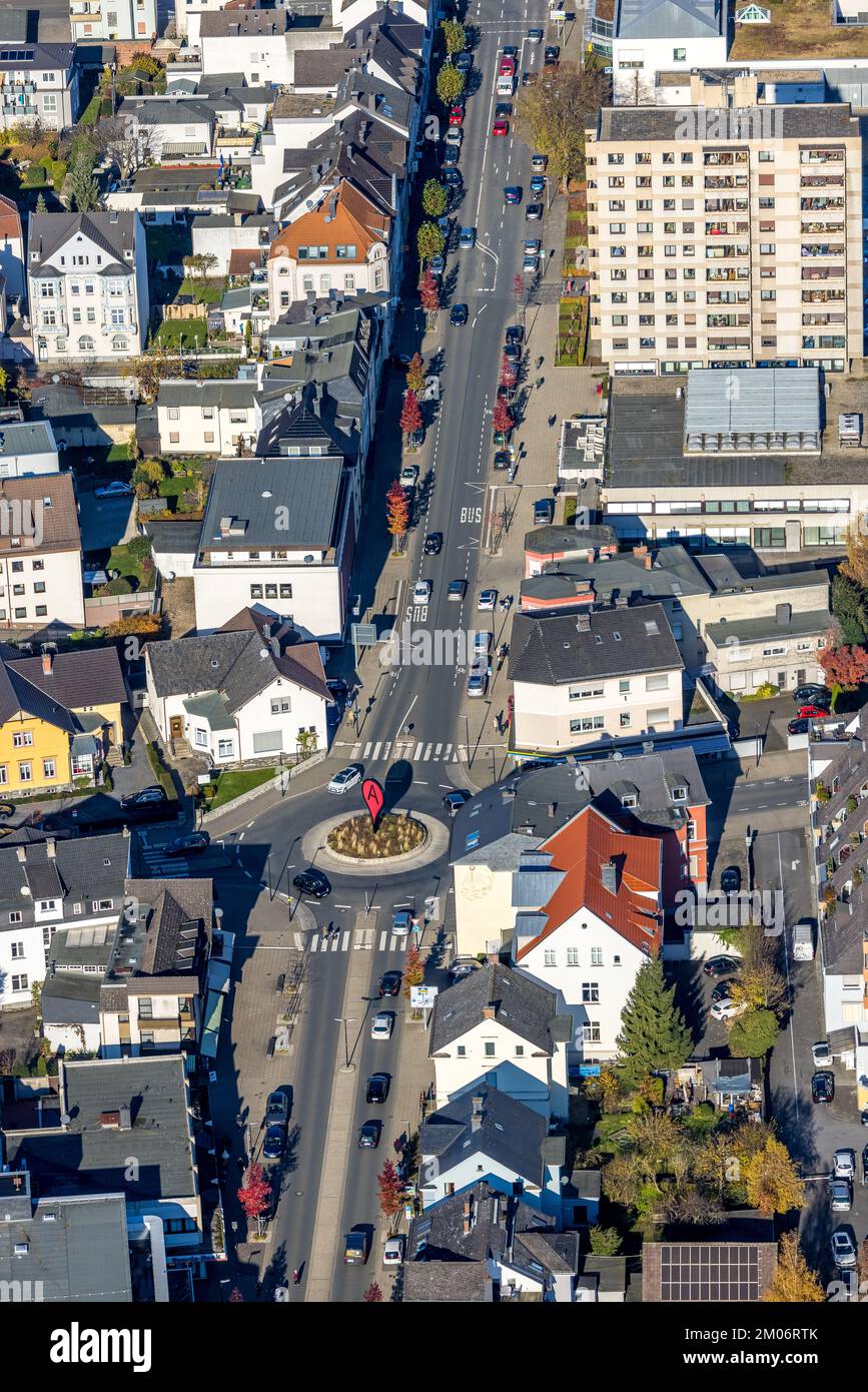 Luftaufnahme, Kreisverkehr am Brückenplatz und Clemens-August-Straße ...