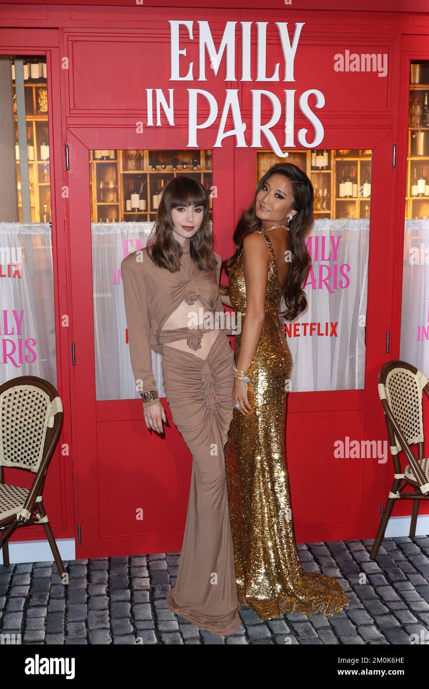 Lily Collins und Ashley Park besuchen die „Emily in Paris“ von Netflix ...