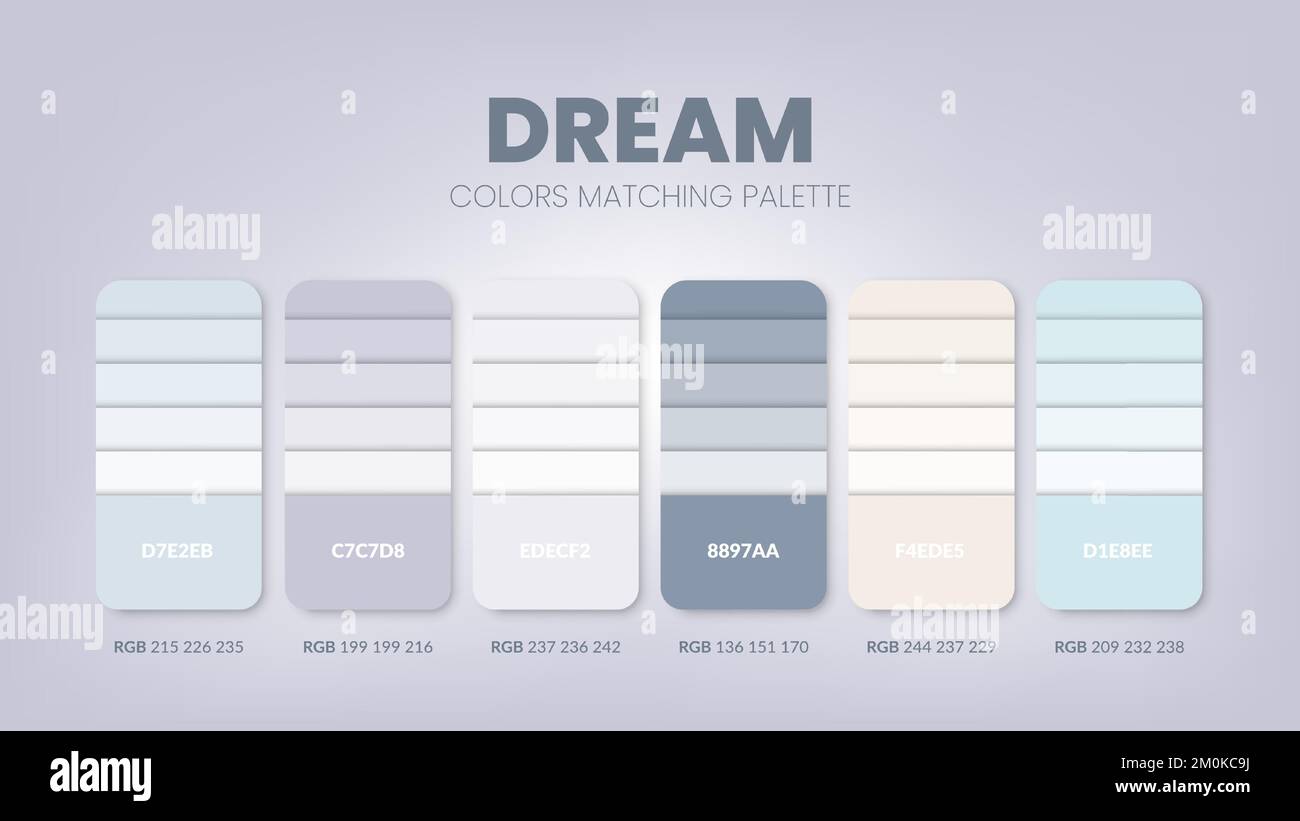 Farbpalette in einer „A Dream“-Kollektion. Diagrammvorlage für ...