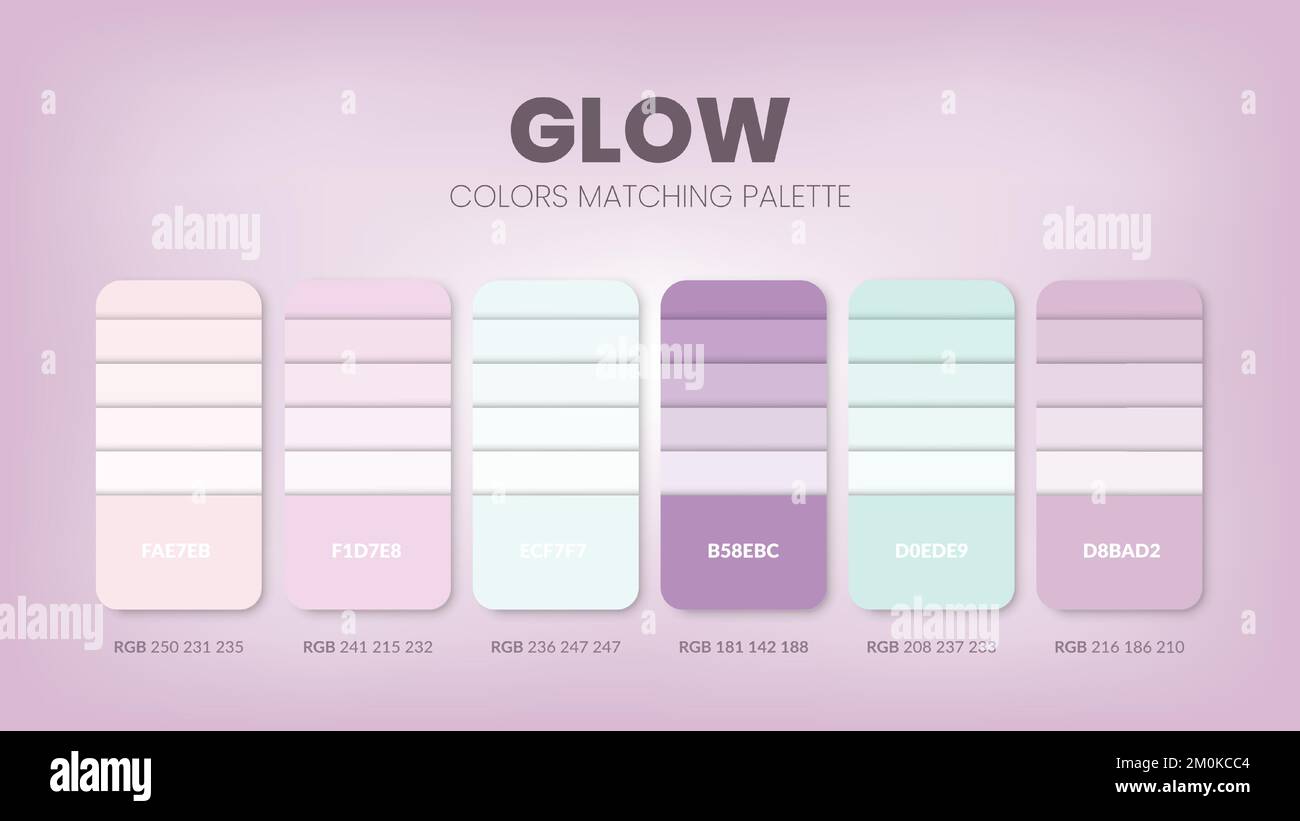 Farbpalette in einer Kollektion mit Farbmotiven „Glow“. Diagrammvorlage ...