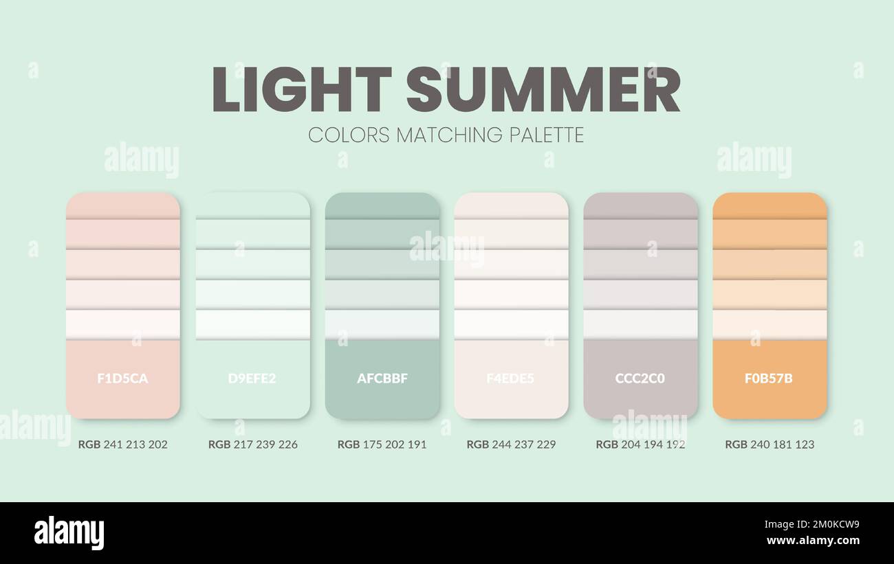 Farbpalette in einer Sommerkollektion. Diagrammvorlage für Farbschema ...