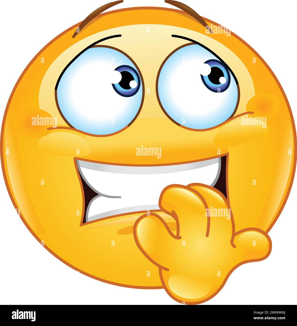 Emoji-Emoticon schaut beiseite und beißt sich die Nägel, fühlt sich ...