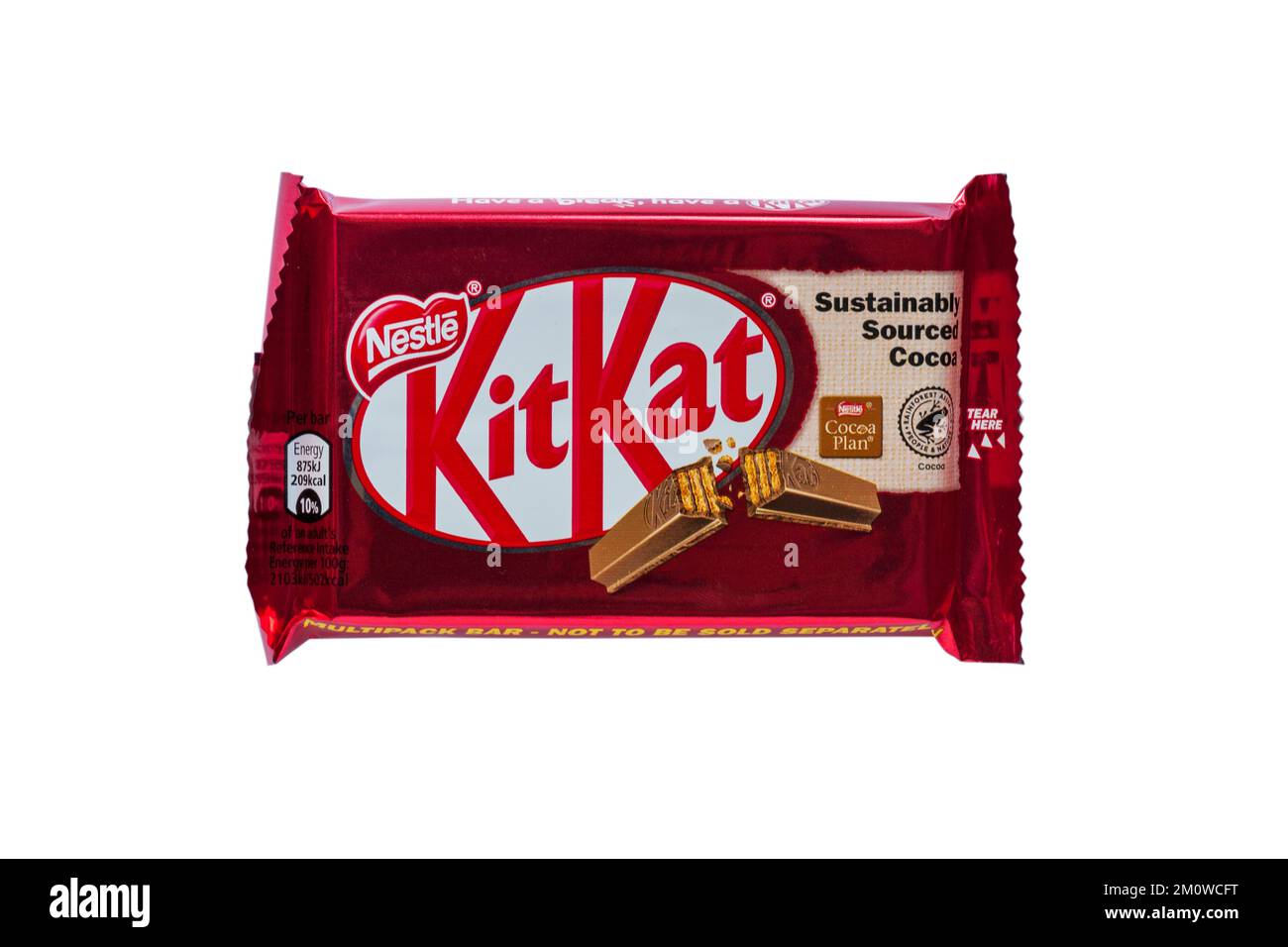 Nestle Kitkat Milk Chocolate Bar isoliert auf weißem Hintergrund ...