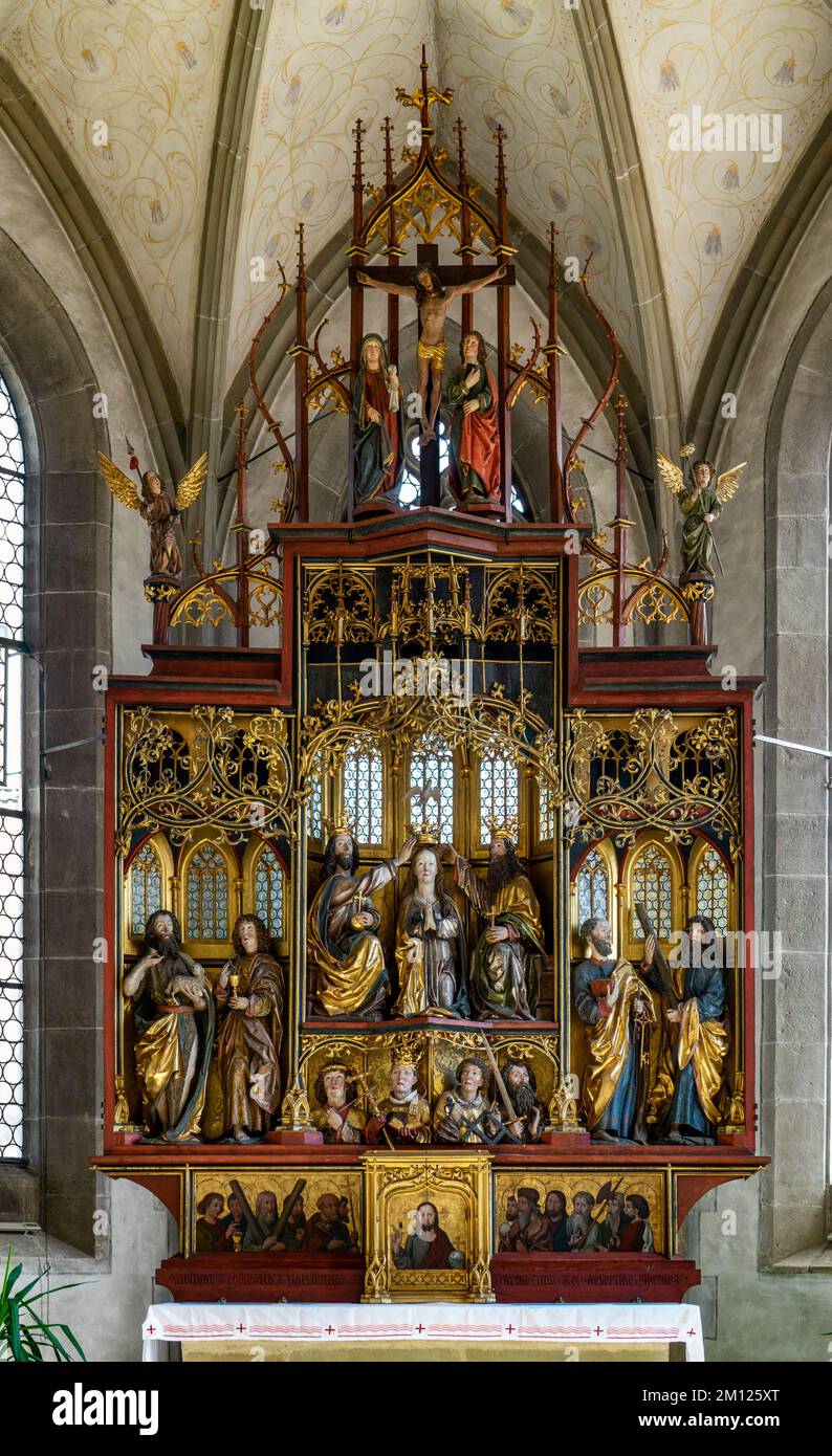 Der Altar der Kirche, St. Ursula in Oberndorf ist ein wichtiger spät gotisch geschnitzter Altar ...