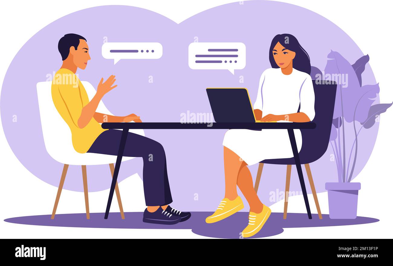 Gespräch mit einem Vorstellungsgespräch. Besprechung von HR-Managern ...