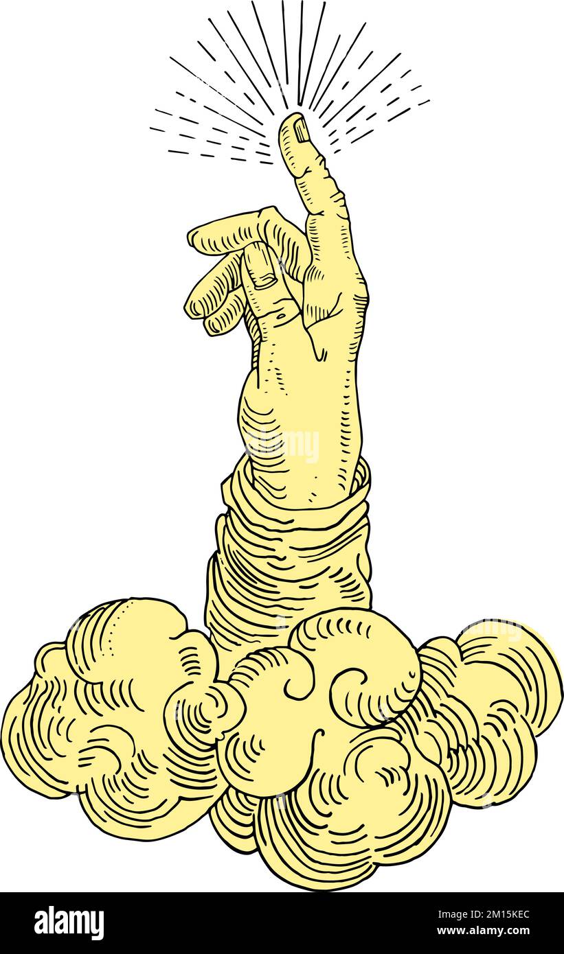 Die Hand Gottes, ein Symbol, das auf das Eingreifen der göttlichen ...