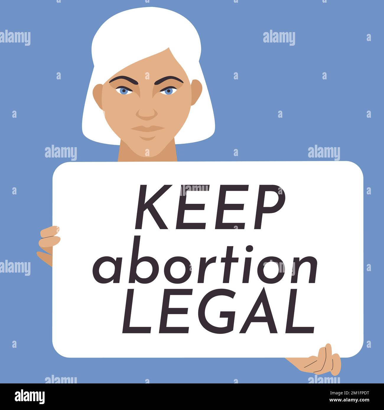 Mädchen mit Banner. Abtreibung legal halten. Eine Dame hält ein leeres ...