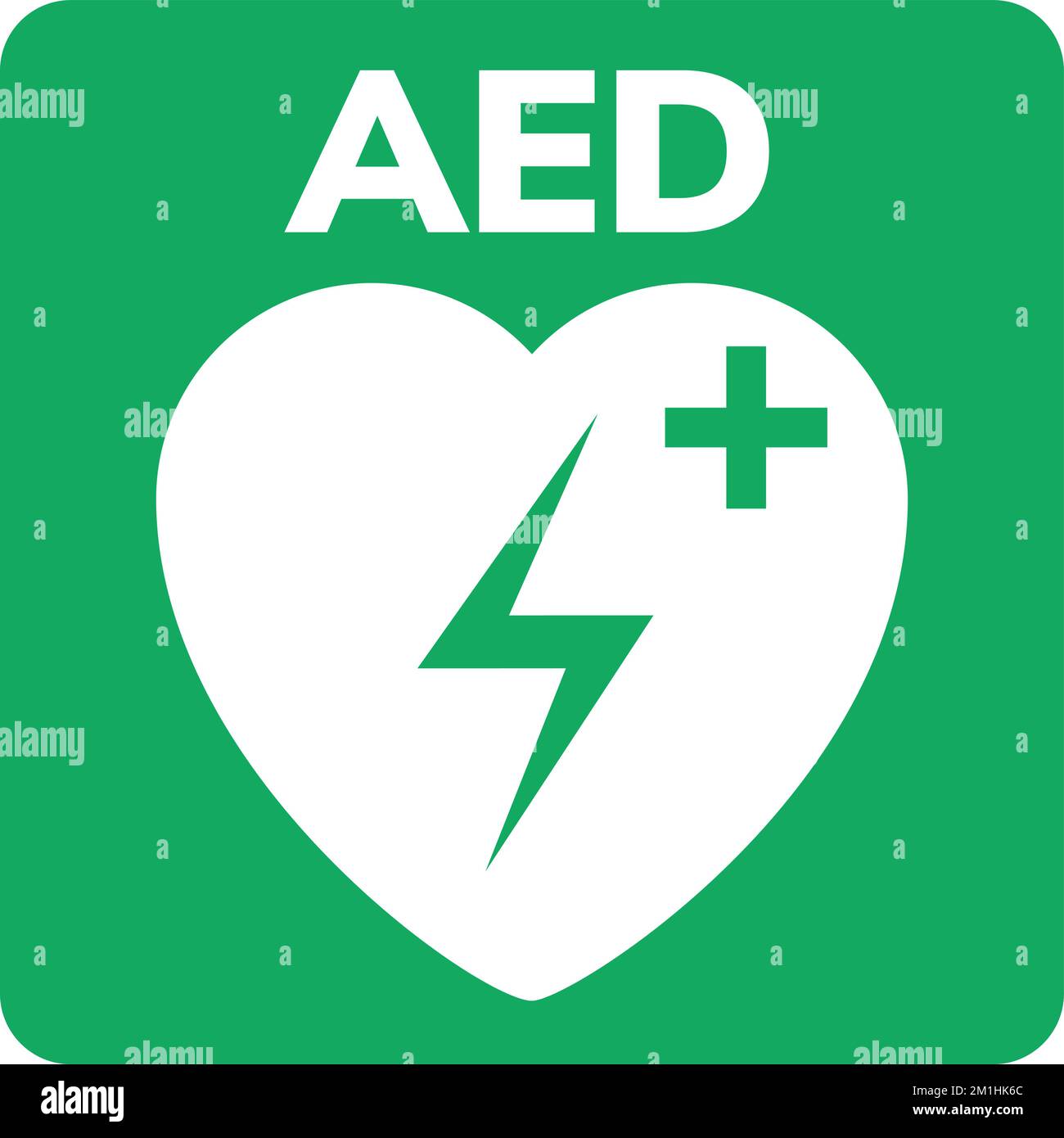 AED-Symbol. Schild „erste-Hilfe-Defibrillator des Herzens ...