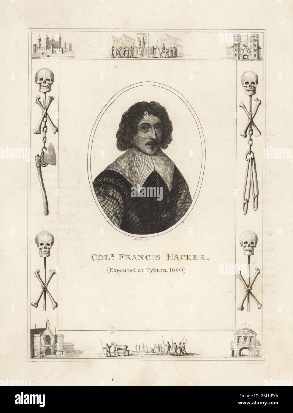 Colonel Francis Hacker, hingerichtet in Tyburn. Hacker war ein ...