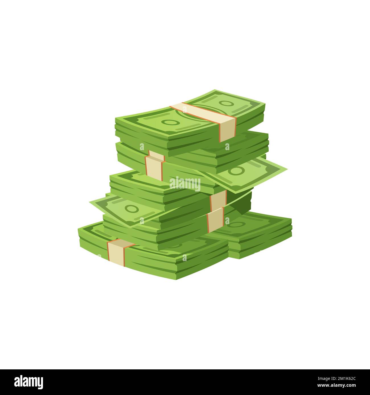 Cartoon-Geld, Papierscheine, Bargeld, grüner Banknotenhaufen ...