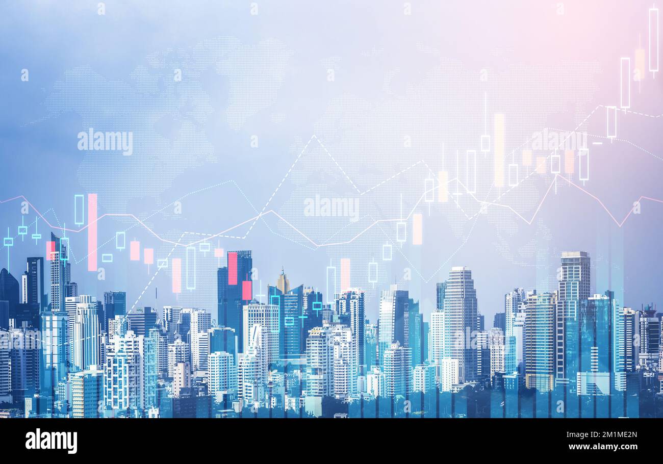 Als Hintergrund für ein Finanz- oder Geschäftskonzept überlagern sich ...