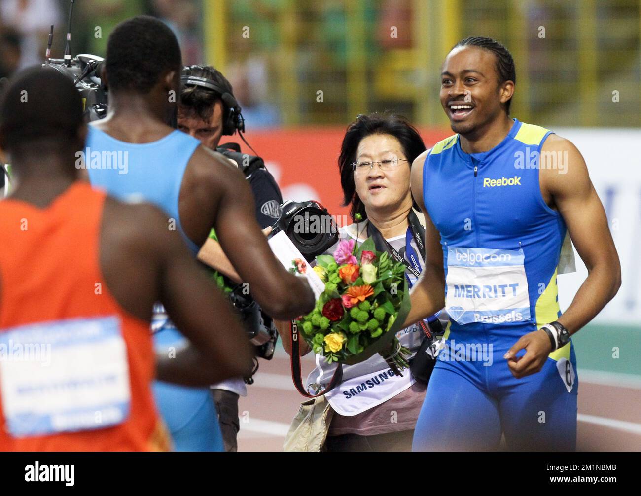 20120907 – BRÜSSEL, BELGIEN: USA Aries Merritt feiert seinen neuen ...