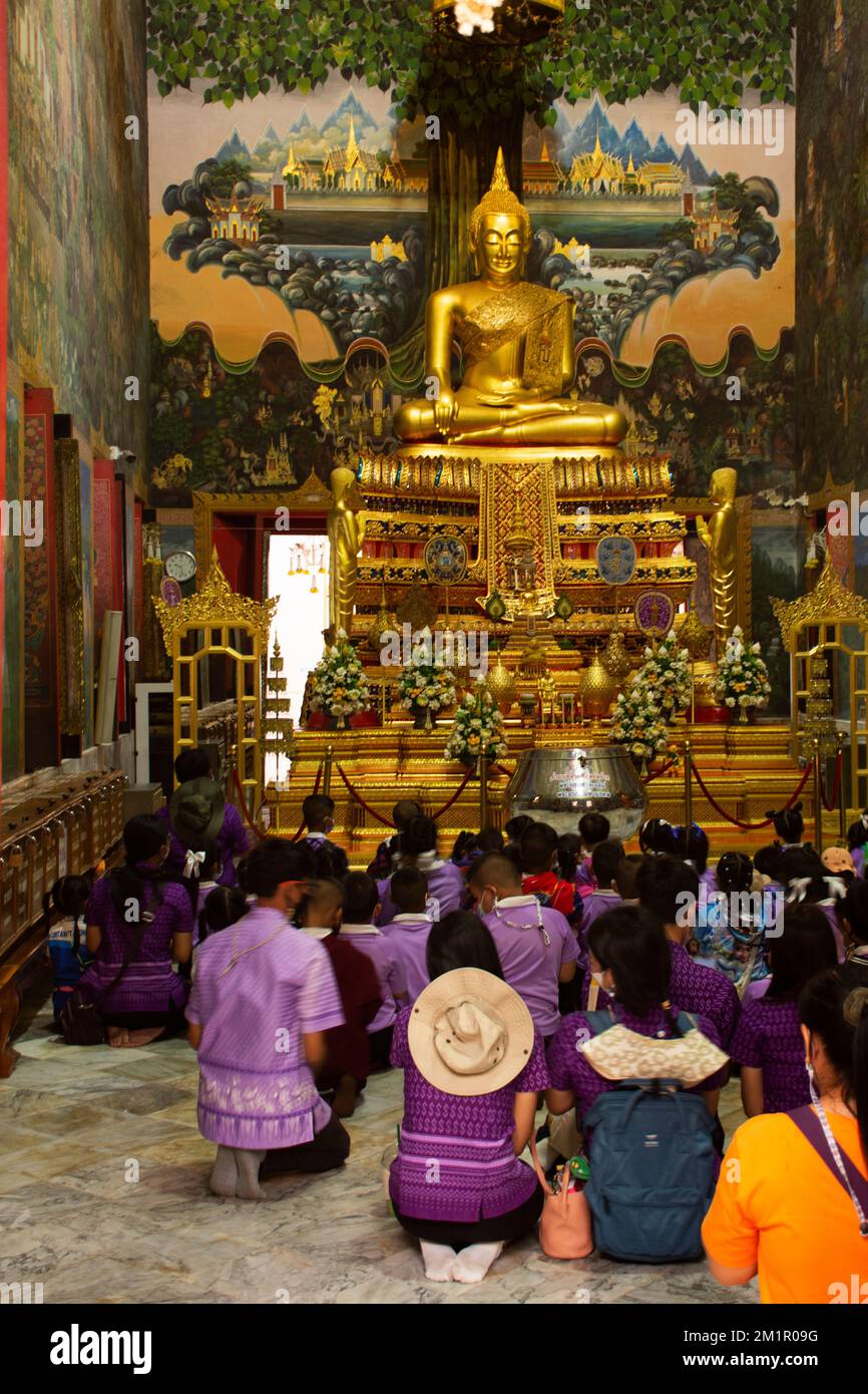 Thailändische Studenten besuchen eine informative Tour und respektieren ...