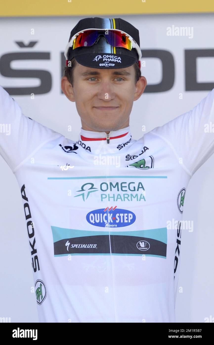 Polnischer Michal Kwiatkowski vom Team Omega Pharma – Quick Step trägt ...