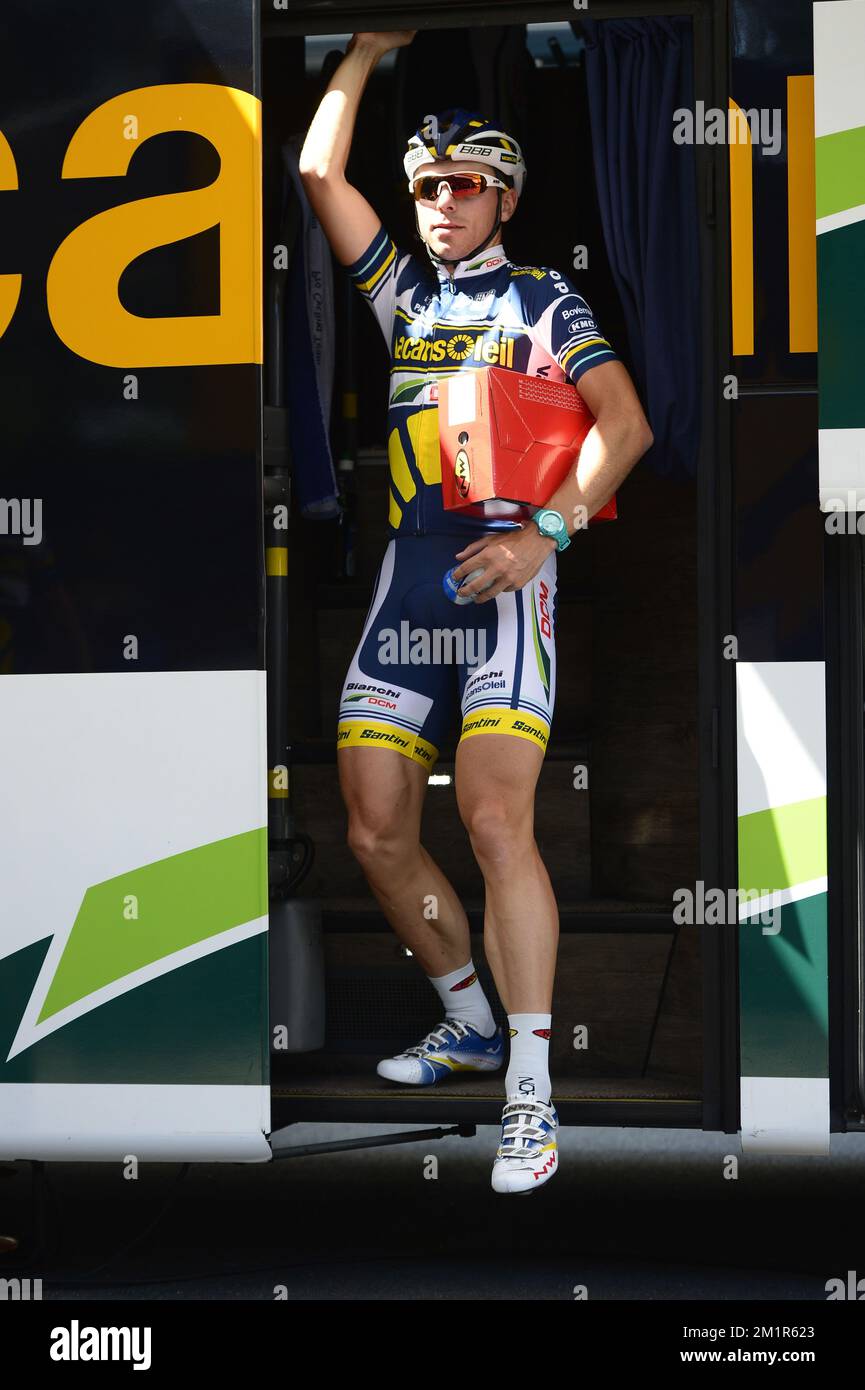 Der belgische Kris Boeckmans aus dem Team Vacansoleil-DCM wurde vor ...