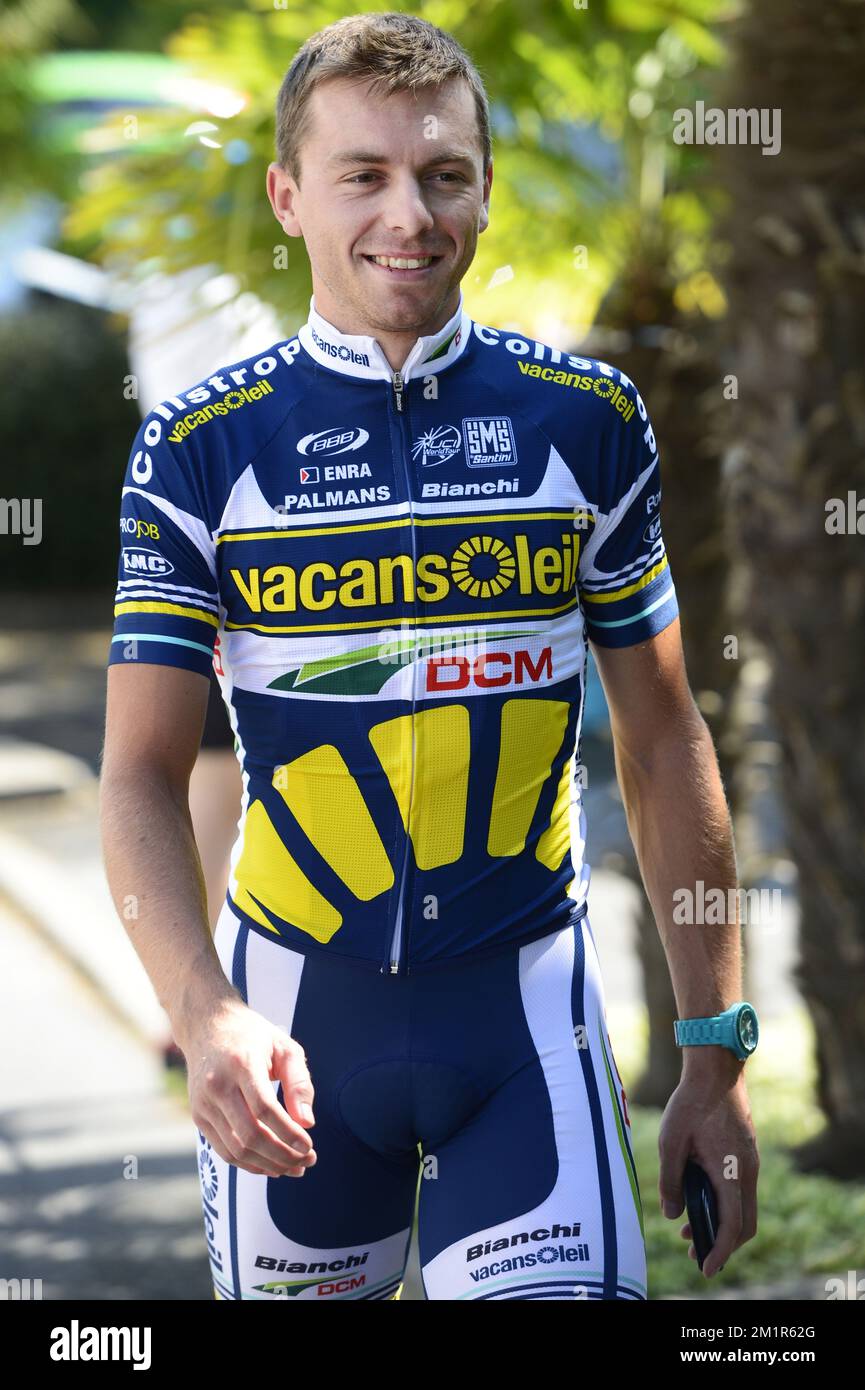 Der belgische Kris Boeckmans aus dem Team Vacansoleil-DCM wurde vor ...