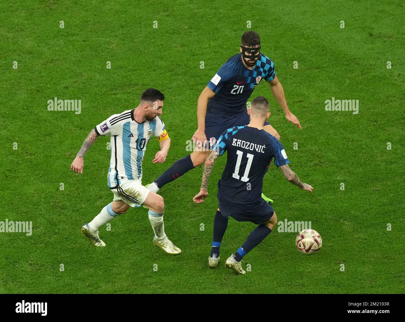Argentiniens Lionel Messi, Kroatiens Josko Gvardiol und Marcelo ...