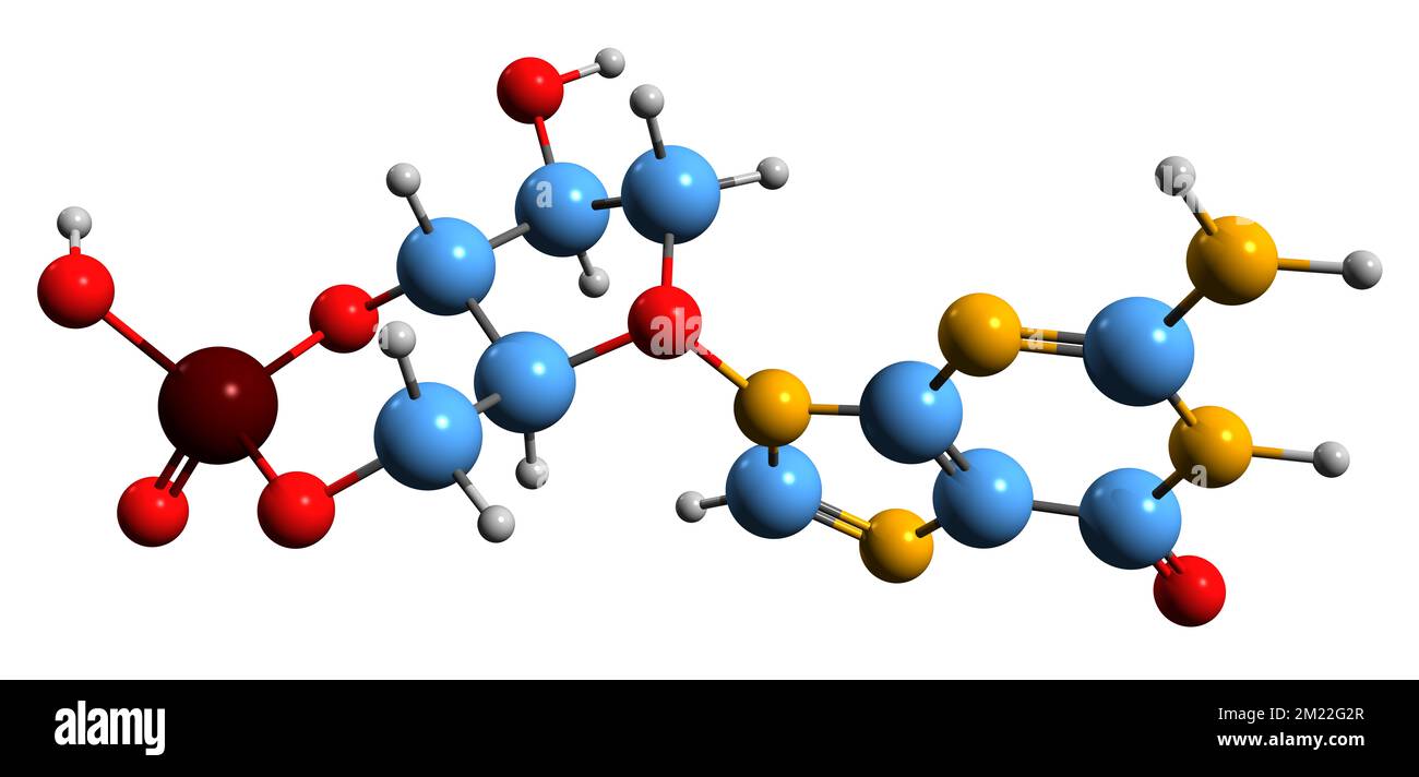 3D image of Cyclic guanosine monophosphate skeletal formula - molecular ...