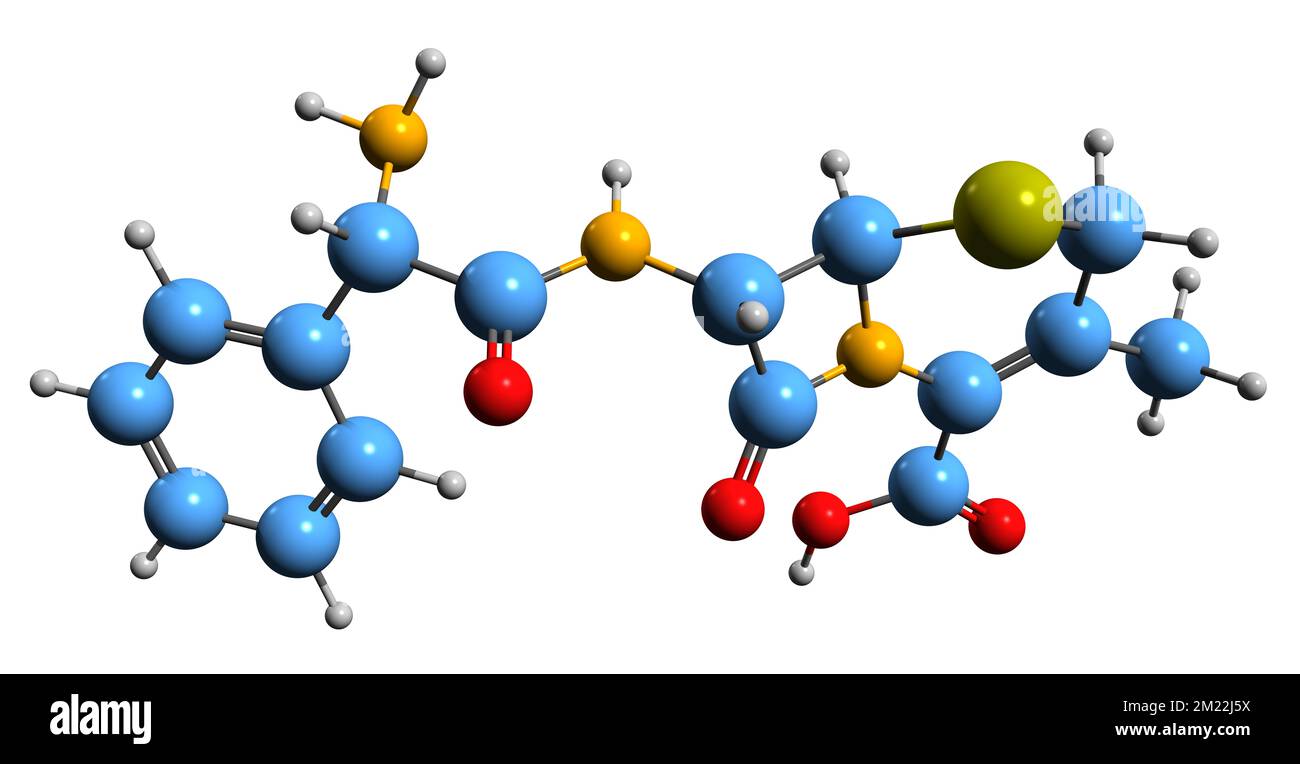 3D image of Cefalexin skeletal formula - molecular chemical structure ...