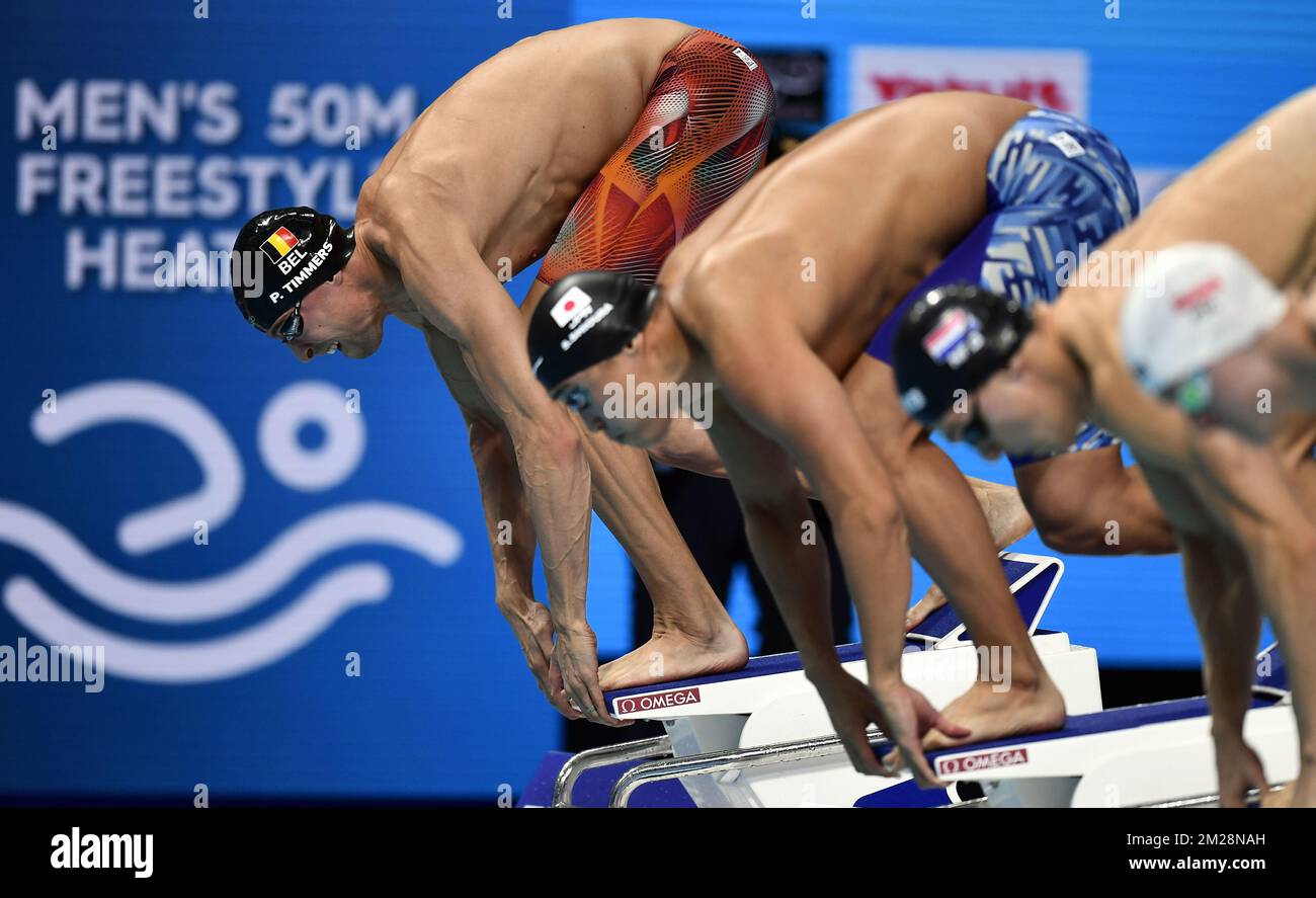 Der belgische Schwimmer Pieter Timmers wurde während der 50 m hohen ...