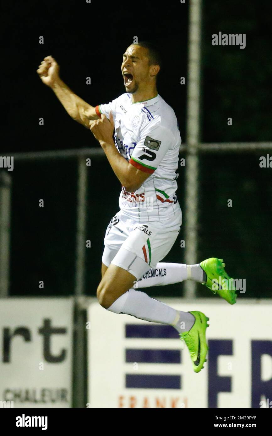 Essevees Nill De Pauw feiert nach einem Tor während eines Endspiels des ...