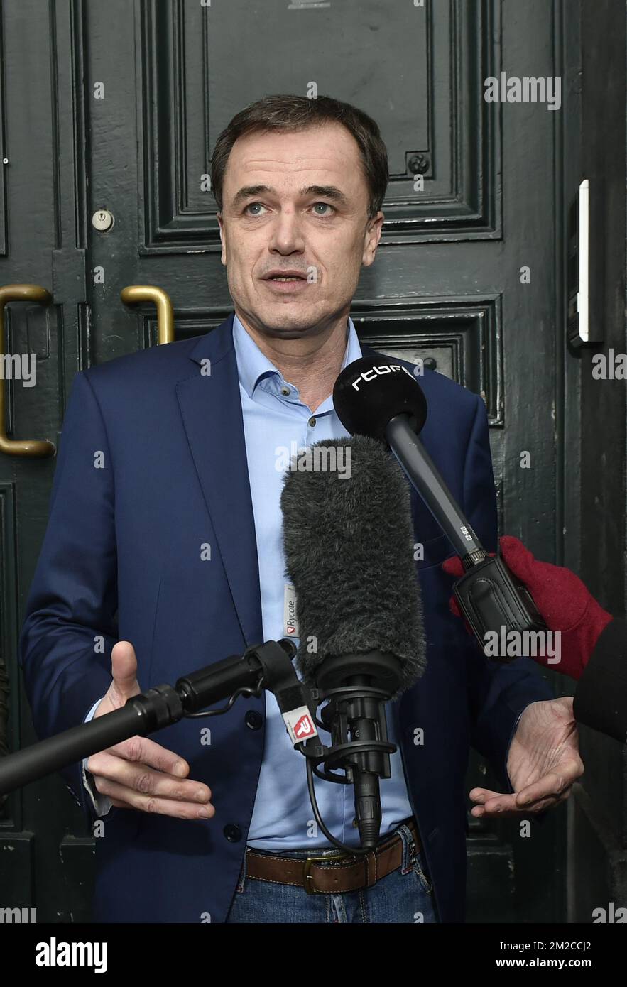 Der CDH-Vorsitzende Benoit Lutgen spricht am Montag, den 22. Januar ...