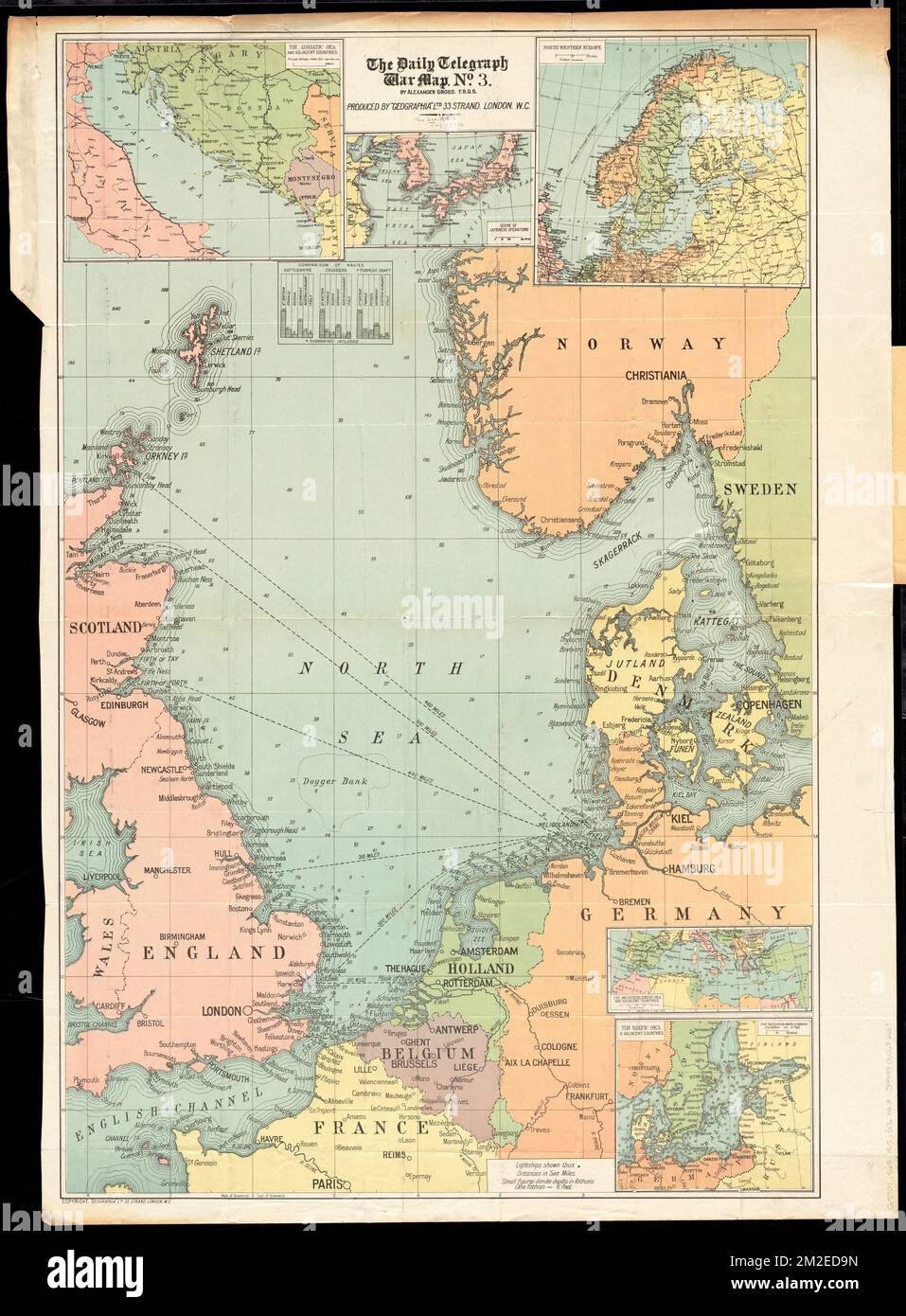 The Daily Telegraph war map no. 3 , World War, 1914-1918, North Sea ...