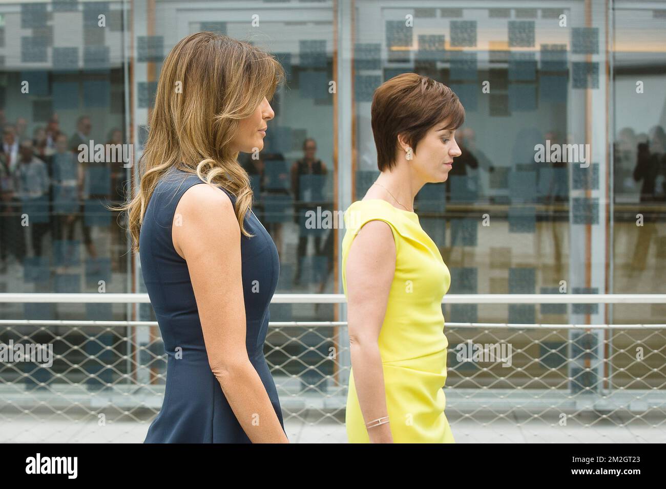 First Lady of the US Melania Trump and Amelie Derbaudrenghien, partner ...