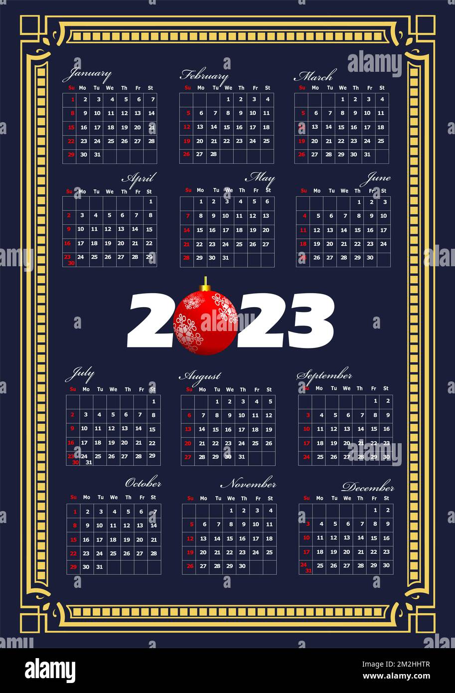 2023 kalender vektor farbe illustrationkalender Stock-Vektorgrafiken ...