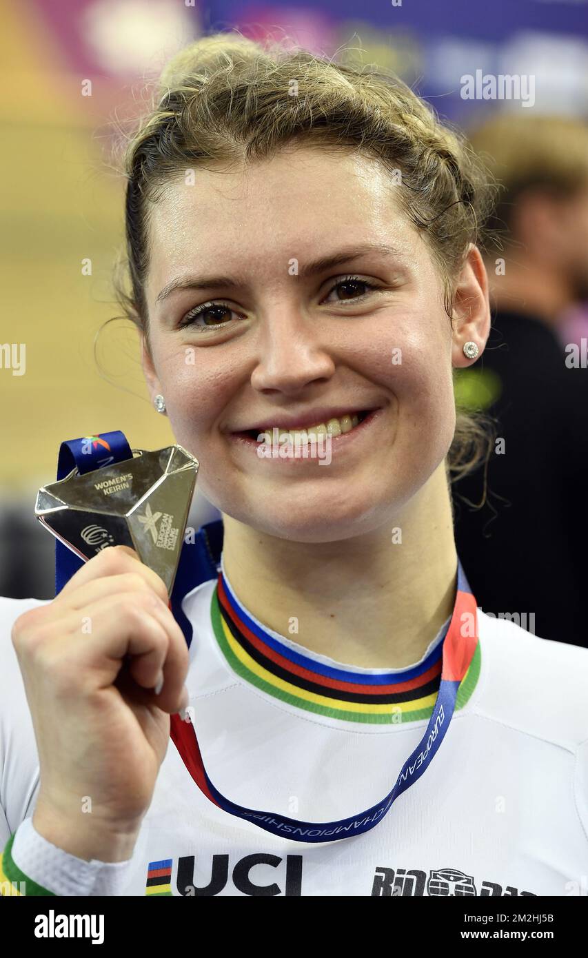 Silbermedaillengewinnerin der belgischen Radfahrerin Nicky Degrendele ...