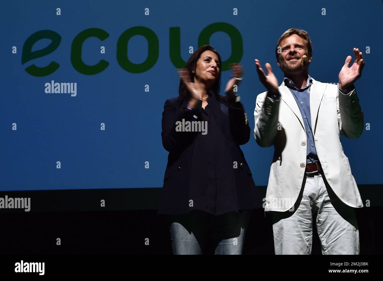 Ecolo-Ko-Vorsitzende Zakia Khattabi und Ecolo-Vorsitzender Patrick ...