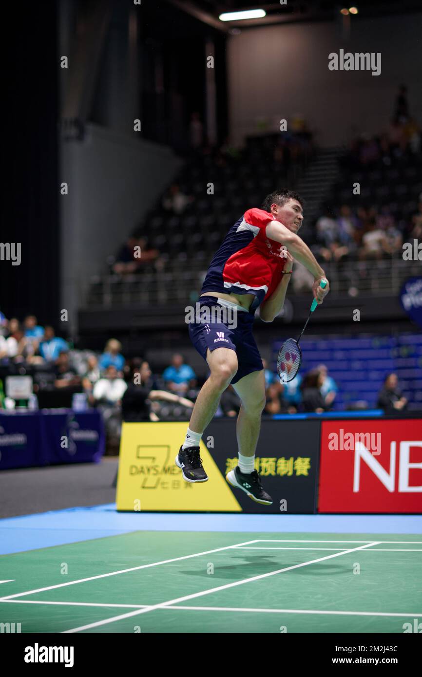 ZHOU Hao Dong von China in Aktion während des Halbfinals der Männer ...