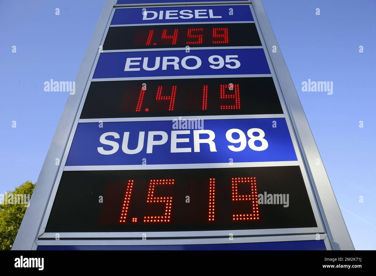 Die Abbildung zeigt die Preise für Diesel und Benzin an einer ...