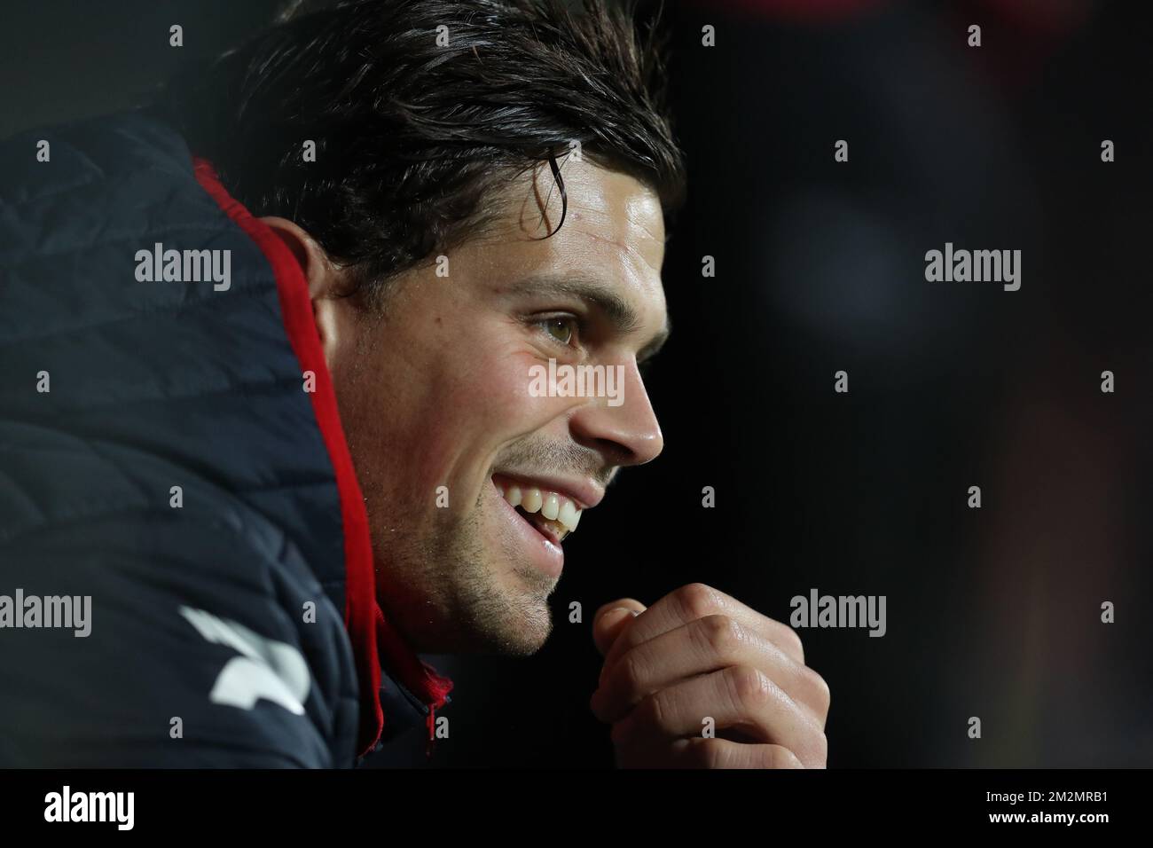 Essevees Torhüter Louis Bostyn wurde während eines Fußballspiels ...