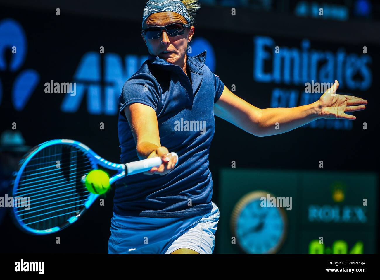 Kirsten Flipkens bei einem Spiel der Women's Doubles in der dritten ...