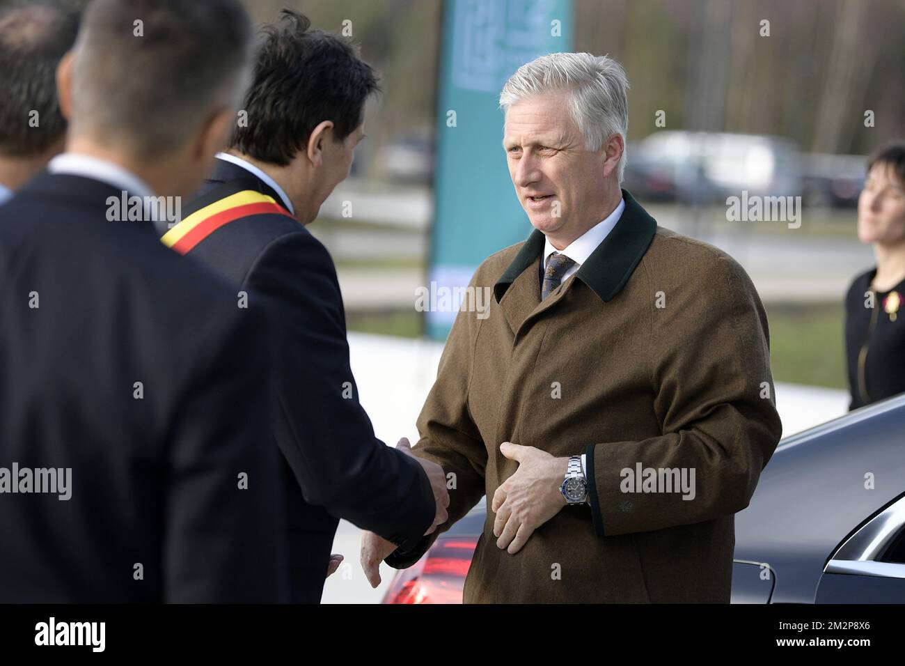 Herman Reynders, Gouverneur der Provinz Limburg, und König Philippe ...