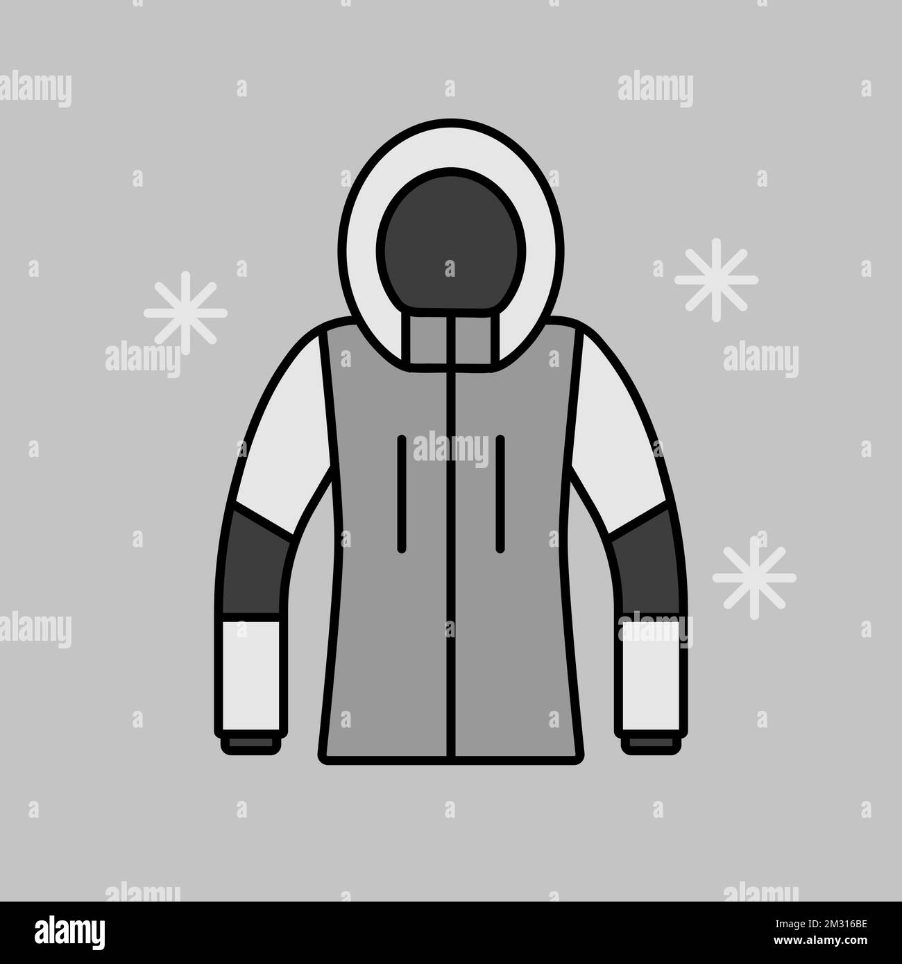 Winterjacke isoliertes Graustufensymbol. Winterschild. Diagrammsymbol ... Winterjacke isoliertes Graustufensymbol. Winterschild. Diagrammsymbol ...