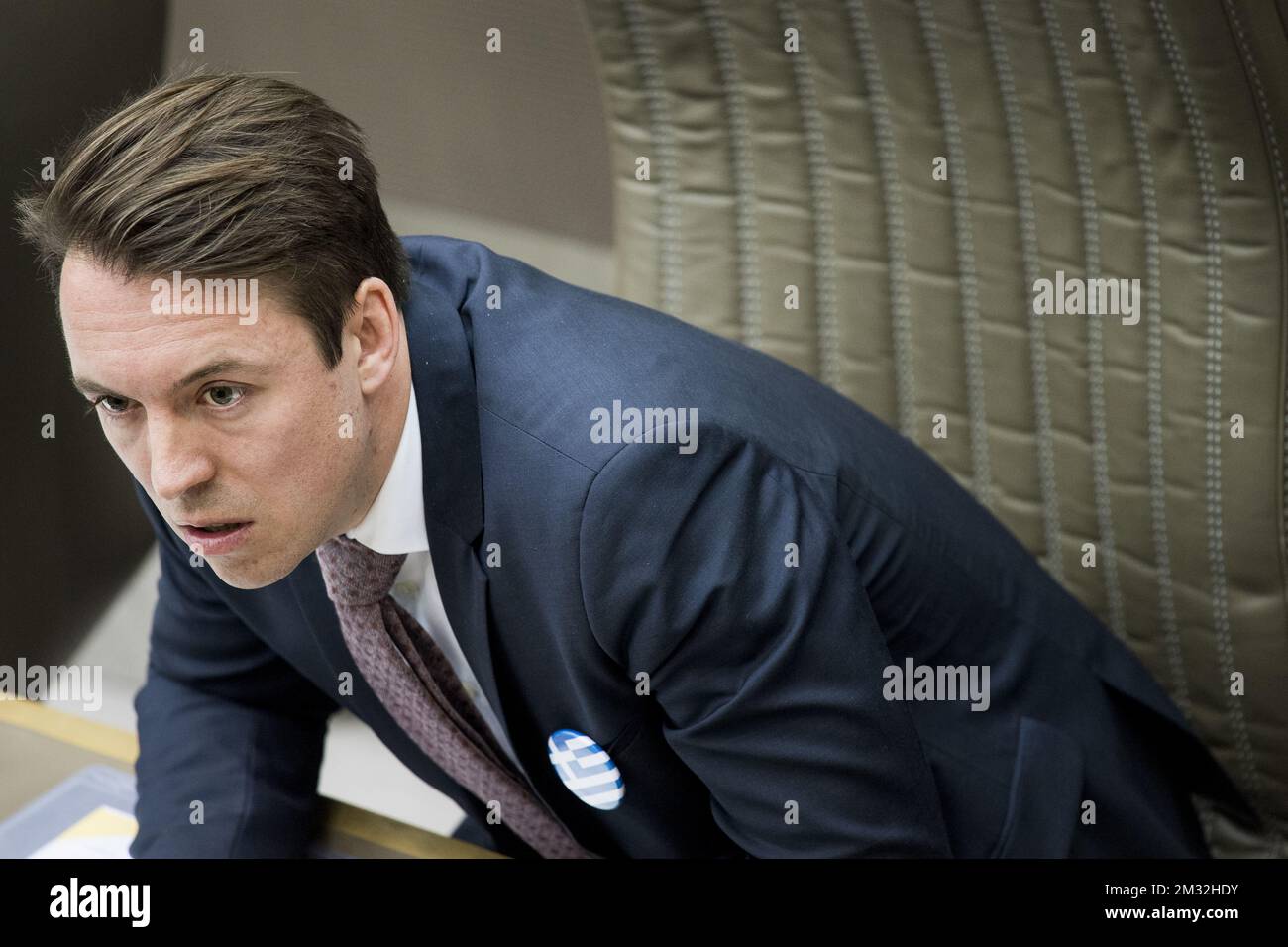 Sam Van Rooy von Vlaams Belang, das auf einer Plenartagung des flämischen Parlaments am Mittwoch ...